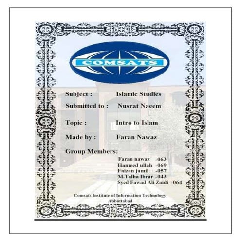 Introduction to islam assignment for students ms word | DOCX