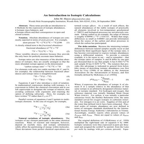 Introduction to isotopic calculation | PDF