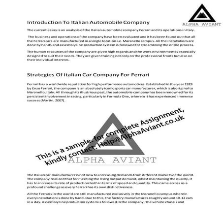 Introduction to italian automobile company | DOCX