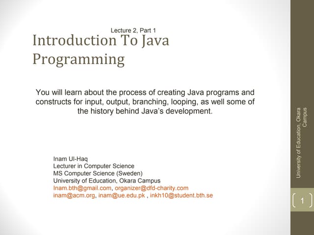 Introduction To Java Programming Part 1 | Ppt