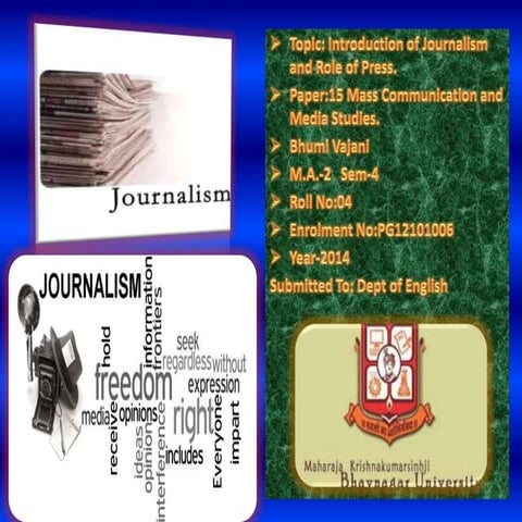 Introduction to Journalism and Role of Press | PPT