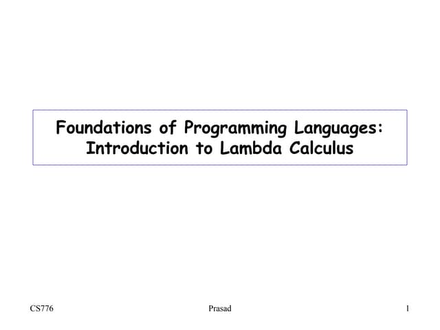 Introduction to lambda calculus | PPT Introduction to lambda calculus | PPT