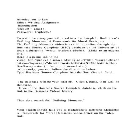 Introduction to law ethics writing assignment introductionacc | DOCX