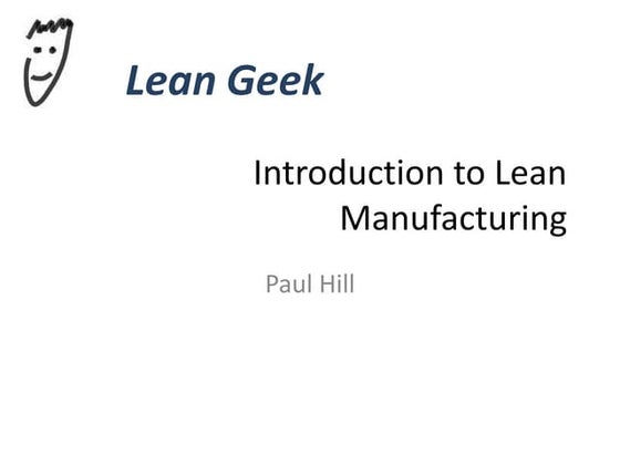 Lean Manufacturing Projects - Introduction | PPT