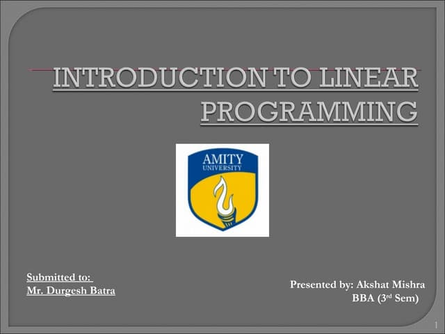 Introduction To Linear Programming Ppt