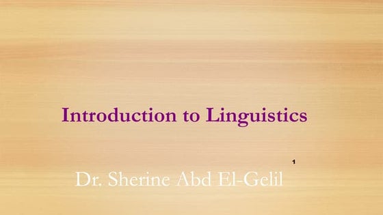 Introduction to Linguistics | PPT