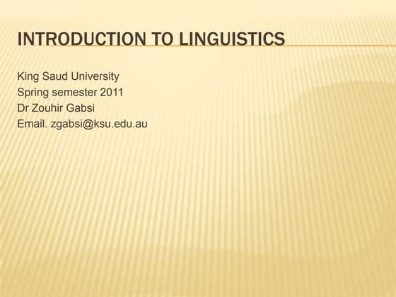 Introduction to Linguistics | PPT