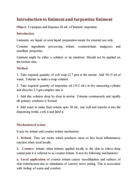 Liniments Presentation | PPTX | Skin and Dermatology | Diseases and ...