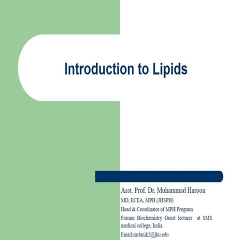 Introduction to lipids | PPT