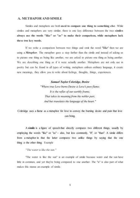 Simile and metaphor | PPTX | Poetry | Books and Literature