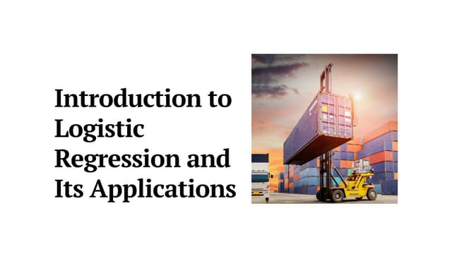 Introduction To Logistic Regression And Its Applicationspptx Business And Finance