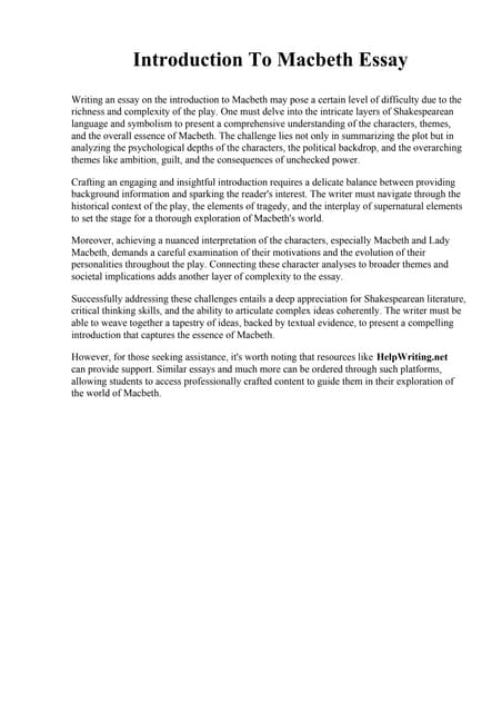 Macbeth Motif Essay. Lincoln Memorial University | PDF