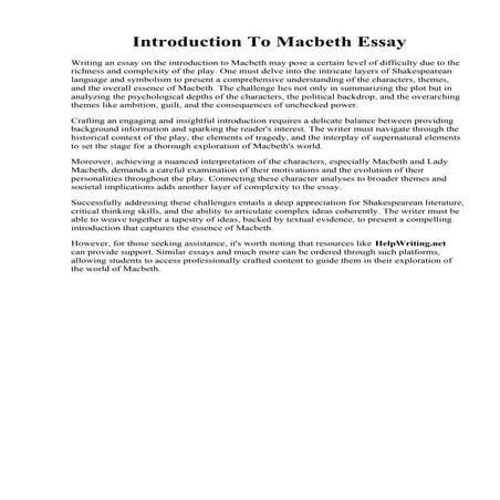 Introduction To Macbeth Essay.pdfIntroduction To Macbeth Essay. Macbeth ...
