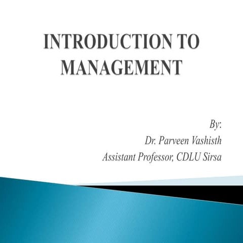 INTRODUCTION TO MANAGEMENT | PPT