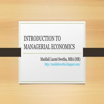 Introduction to managerial economics | PPTX