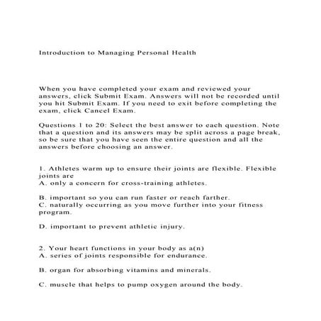 Introduction to Managing Personal HealthWhen you have .docx