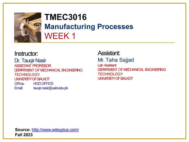 Lecture 1 manufacturing processes | PDF