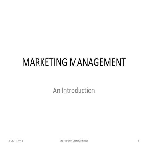 Introduction to marketing management | PPTX