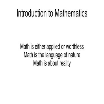 Introduction to mathematics | PPT