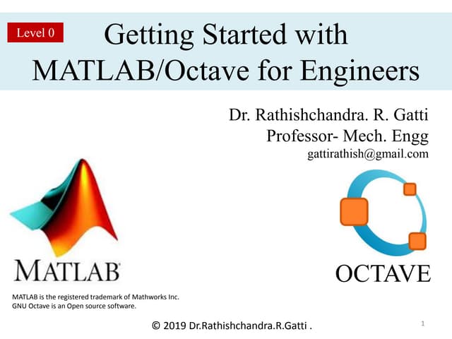 Getting Started With Matlab And Octave For Engineers Ppt