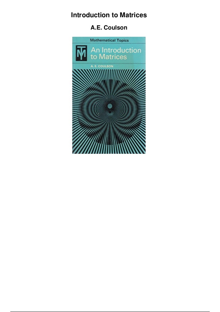 Pdf Télécharger Introduction To Matrices Pdf Gratuit Pdf