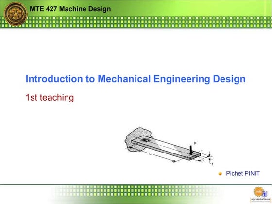 Introduction to advanced machine design | PPT