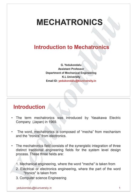 introduction to mechatronics | PDF