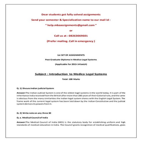 Introduction to medico legal systems | DOCX