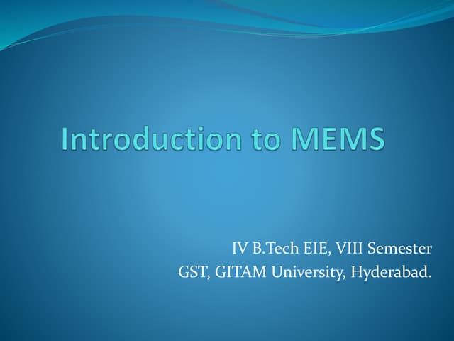 Introduction To Mems Pptx Physics Science