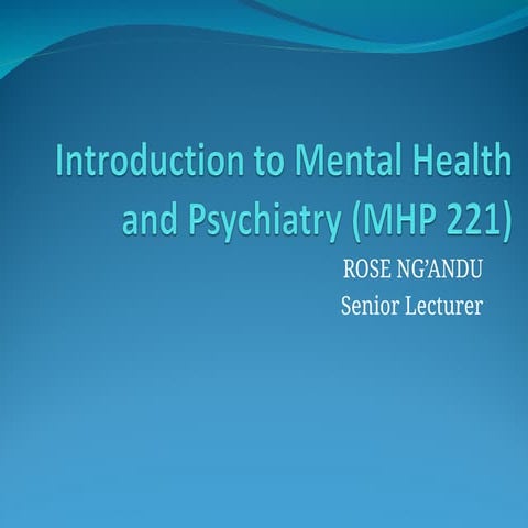 Comprehensive Overview of Mental Health and Psychopathology Concepts | PPT