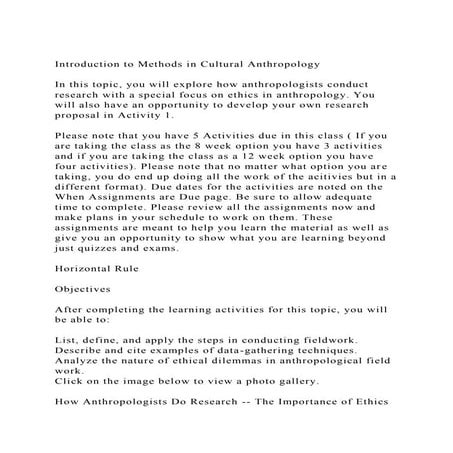 Introduction to Methods in Cultural AnthropologyIn this topic,.docx