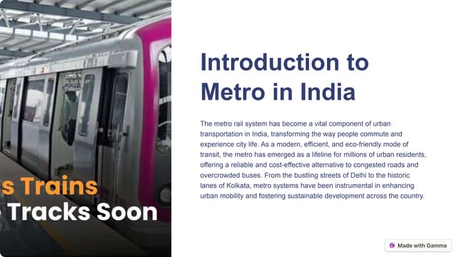 Brief introduction to metro systems and its need, type,routing studies ...