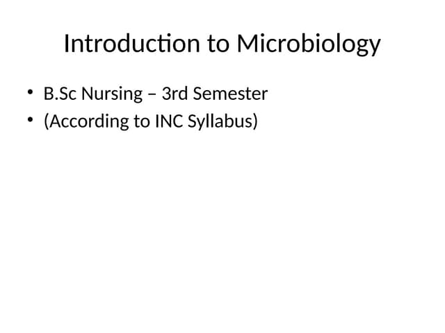 Microbiology Introduction For Nursing Students | PPT