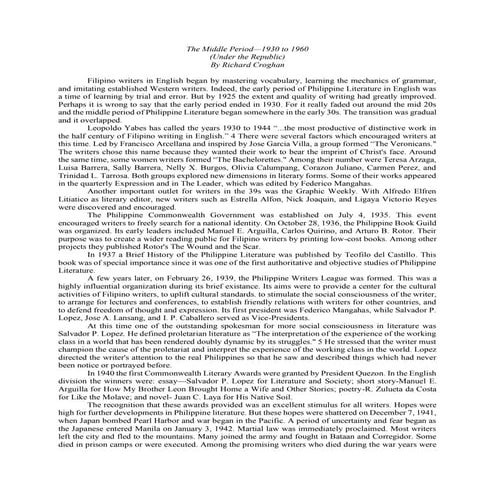 Introduction to Philippine Literature during the Middle Period (Under ...