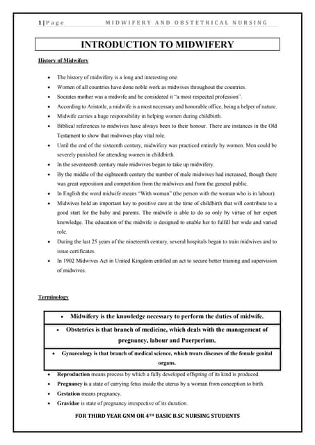 Introduction to midwifery CHAPTER -I | PPT