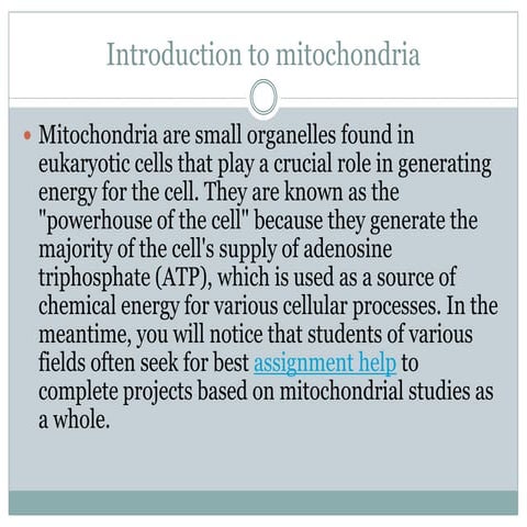 Introduction to mitochondria | PPTX