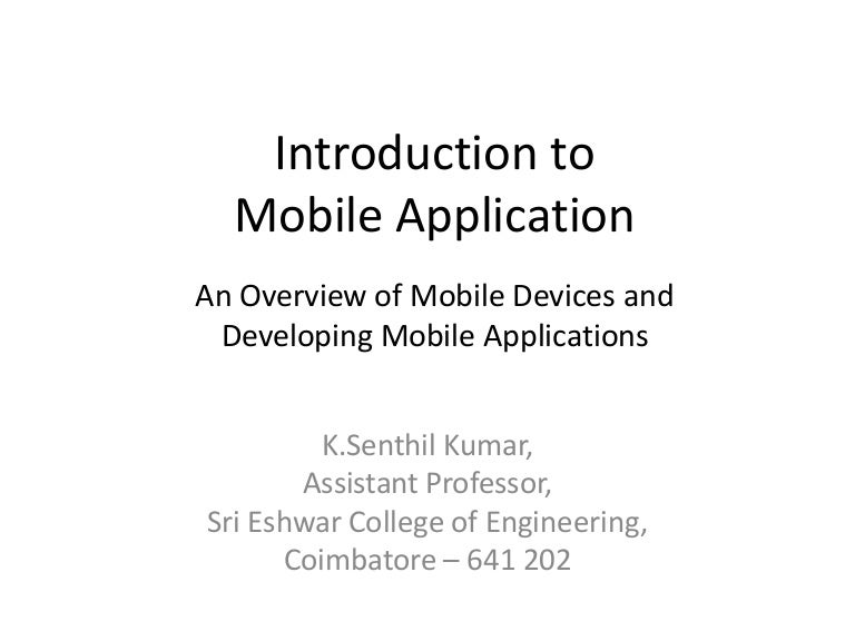 Introduction To Mobile Application 4507