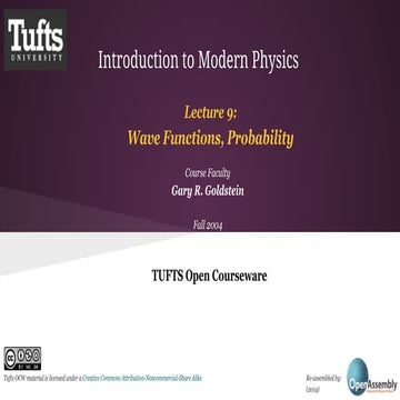 Lecture 9: Wave Functions, Probability | PDF