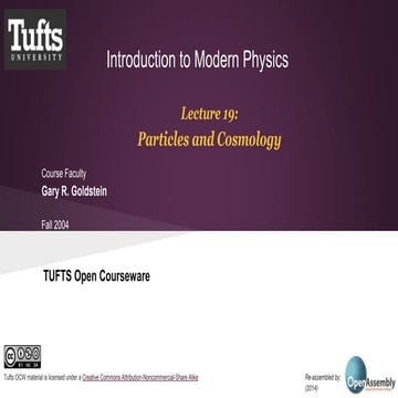 Lecture 19: Particles and Cosmology | PPT