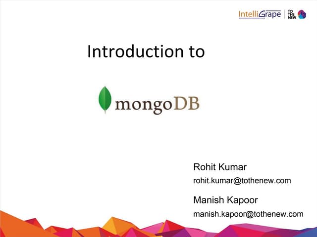 Introduction To Mongo Db Ppt
