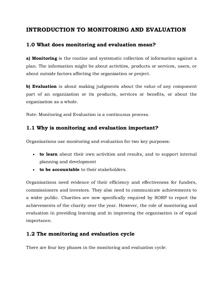 Introduction To Monitoring And Evaluation