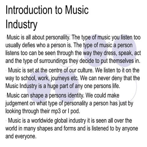 Introduction to music industry | PPT
