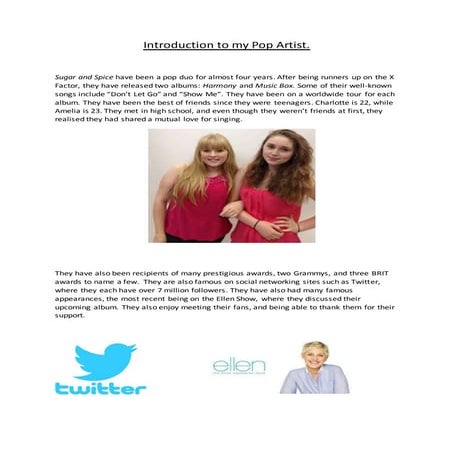 Introduction to my pop artist | DOCX