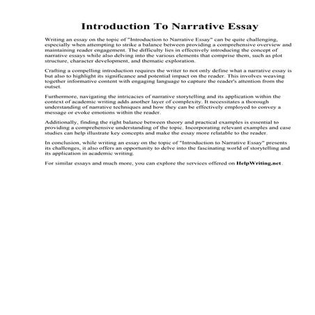 Introduction To Narrative Essay | PDF