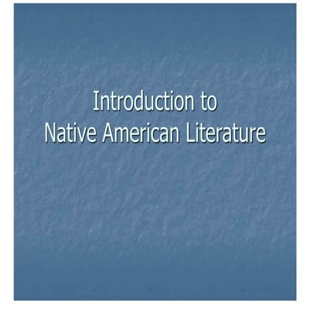 Introduction To Native American Literature | PDF