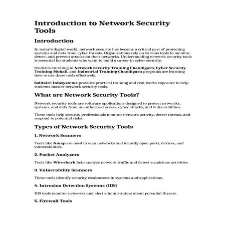 Comprehensive Guide to Network Security Tools and Career Paths | DOCX