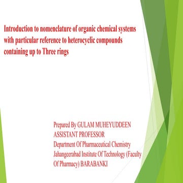 Introduction to nomenclature of organic chemical systems with ...