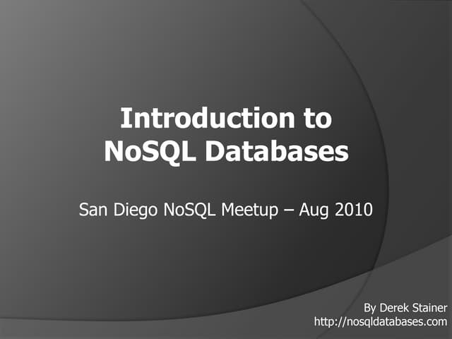 Introduction to NoSQL Databases | PPT Introduction to NoSQL Databases | PPT