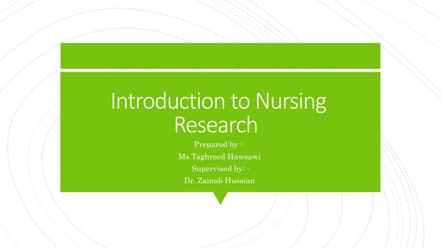 Introduction to Nursing Research | PPTX