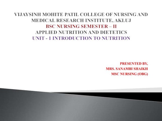 Basic concepts of Nutrition | PPT